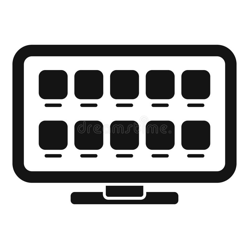 Black and White Icon of a Computer Monitor Displaying Multiple Software ...