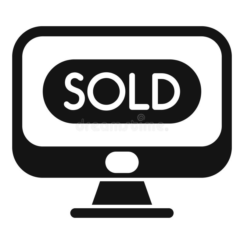 Online Auction Showing Sold Message on Computer Screen Stock ...
