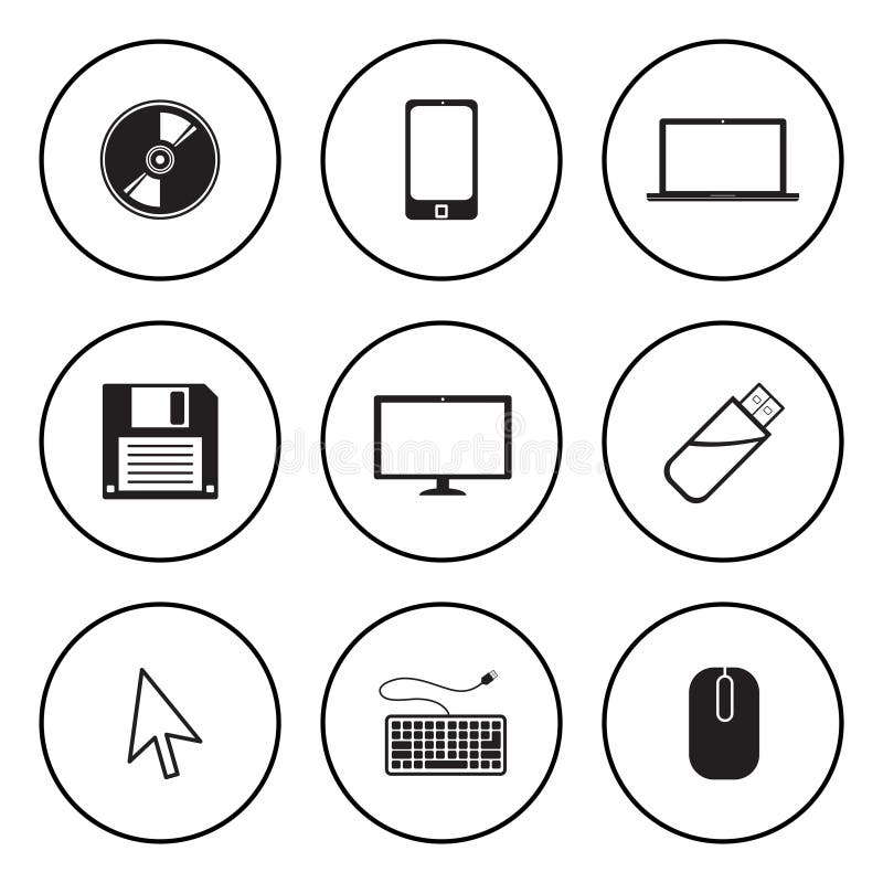 Black and White Icon for Computer and Technolody Concept Stock Vector ...