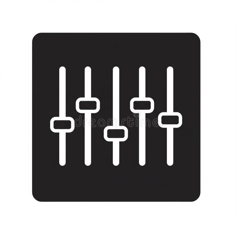Black and White Icon Depicting an Audio Equalizer or Mixer Interface ...