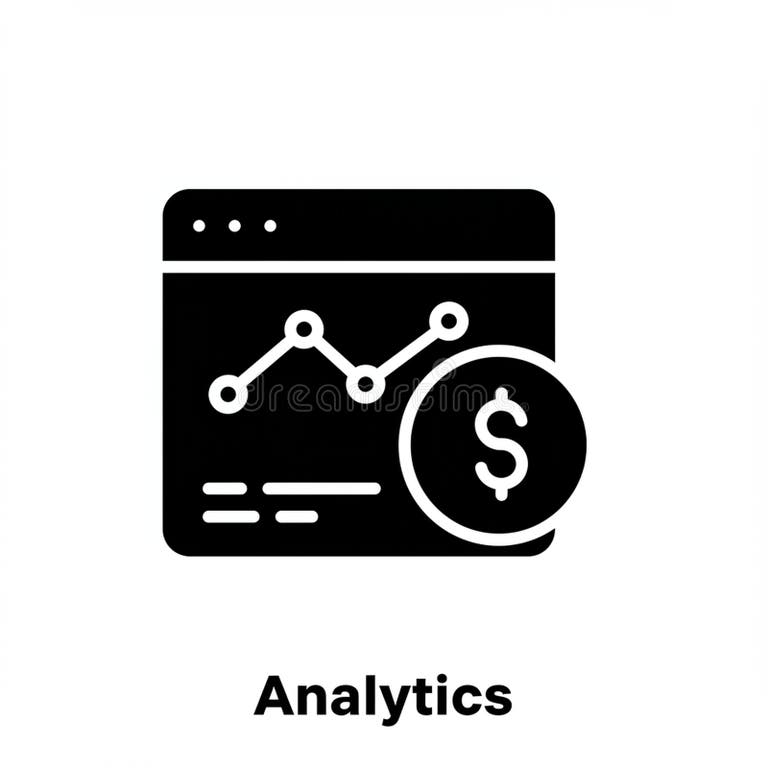 Black and White Icon Depicting a Computer Screen with a Line Graph ...