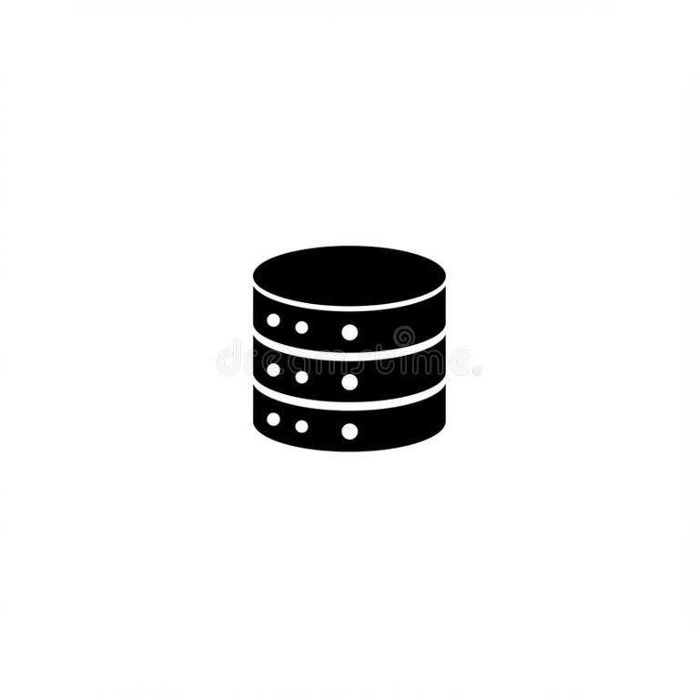 Black and White Icon Depicting a Cylindrical Database Structure. the ...