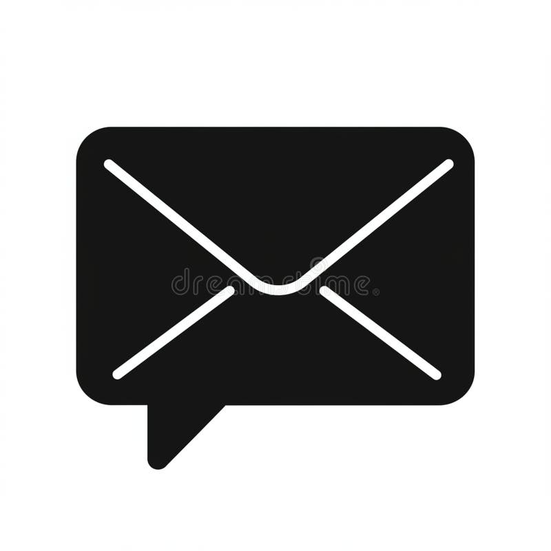Black and White Icon Depicting an Envelope with a Speech Bubble Tail ...
