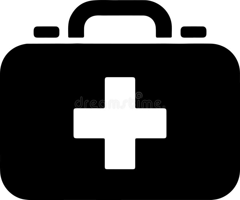 First Aid Kit Icon: Black and White Medical Symbol Stock Vector - Illustration of circle ...