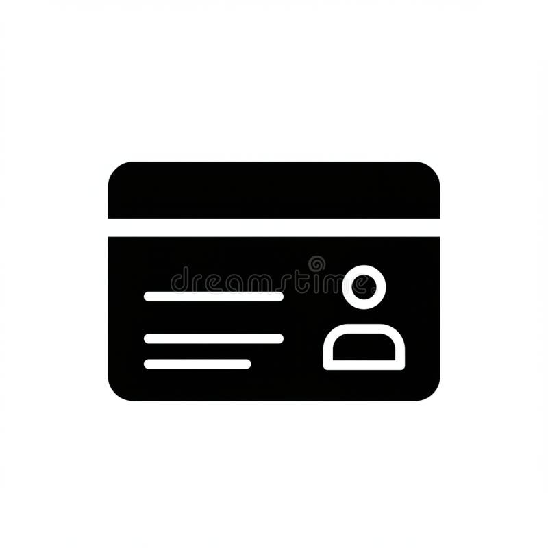 Black and White Icon Depicting an ID Card Stock Illustration ...
