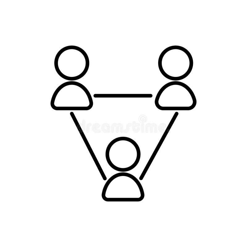 A Black and White Icon Depicting Three People Connected in a Triangular ...