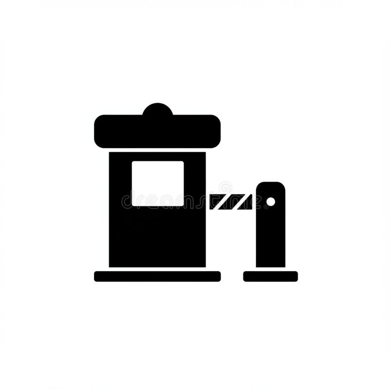 Black and White Icon Depicting a Toll Booth or Security Checkpoint ...
