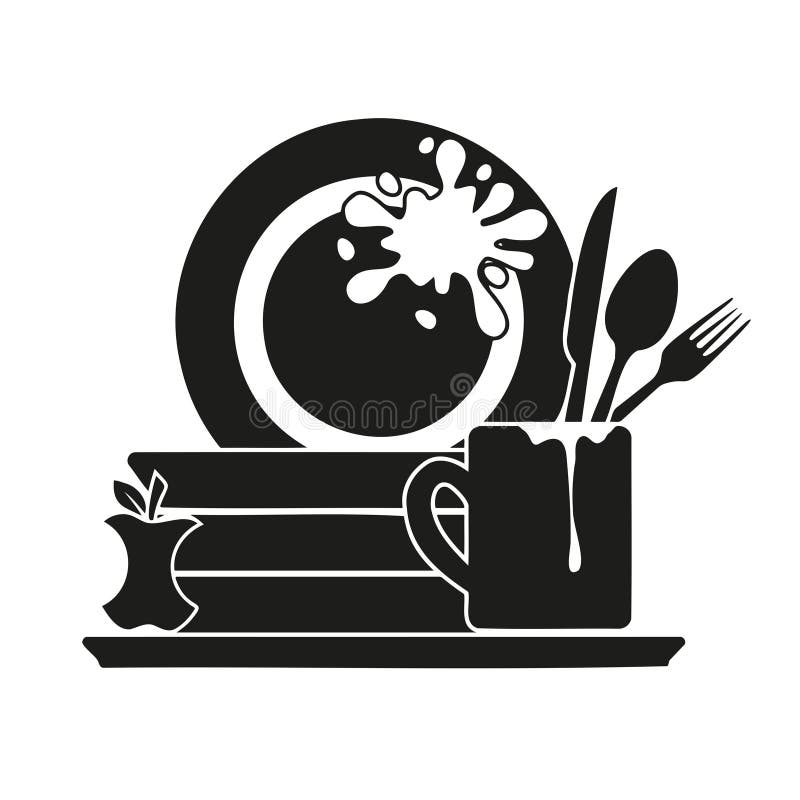 Dirty Dishes Black White Stock Illustrations – 335 Dirty Dishes Black ...