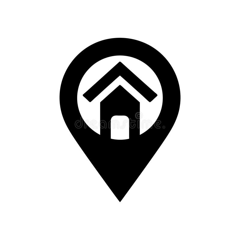 Location Pin with House – Navigation and Real Estate Symbol Stock ...