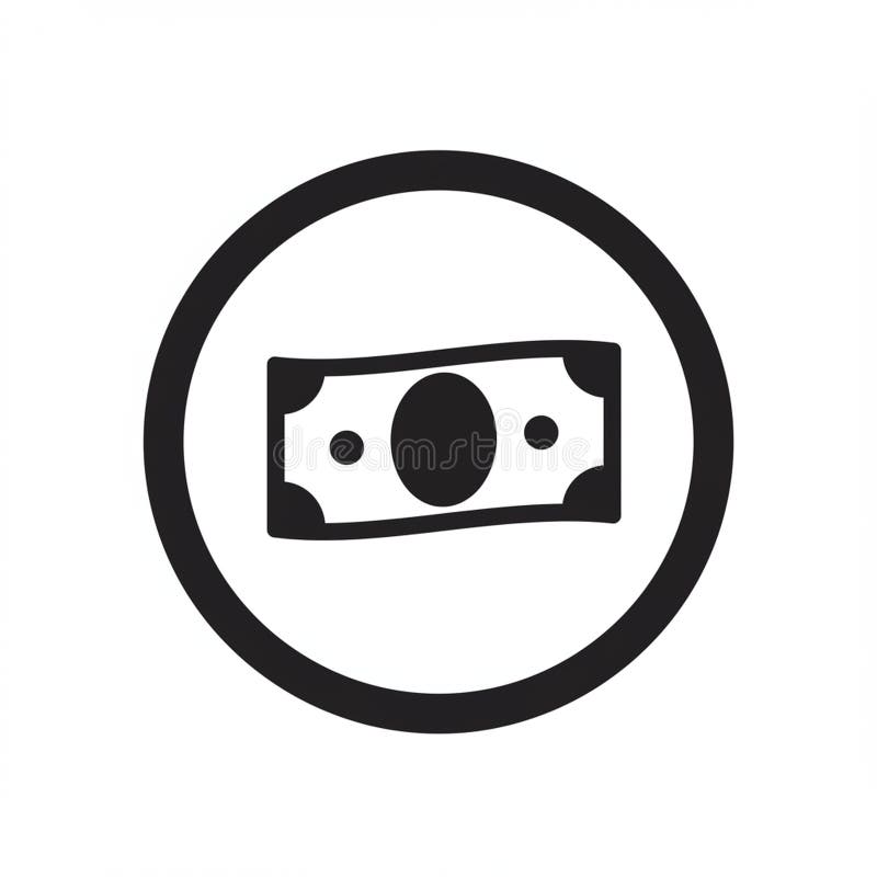 Black-and-white Icon Featuring a Stylized Dollar Bill Inside a Circular ...