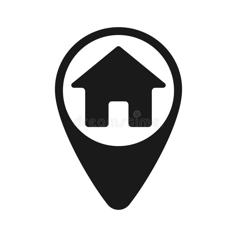 Black and White Icon with a House Sign. Map Label. Illustration Stock ...