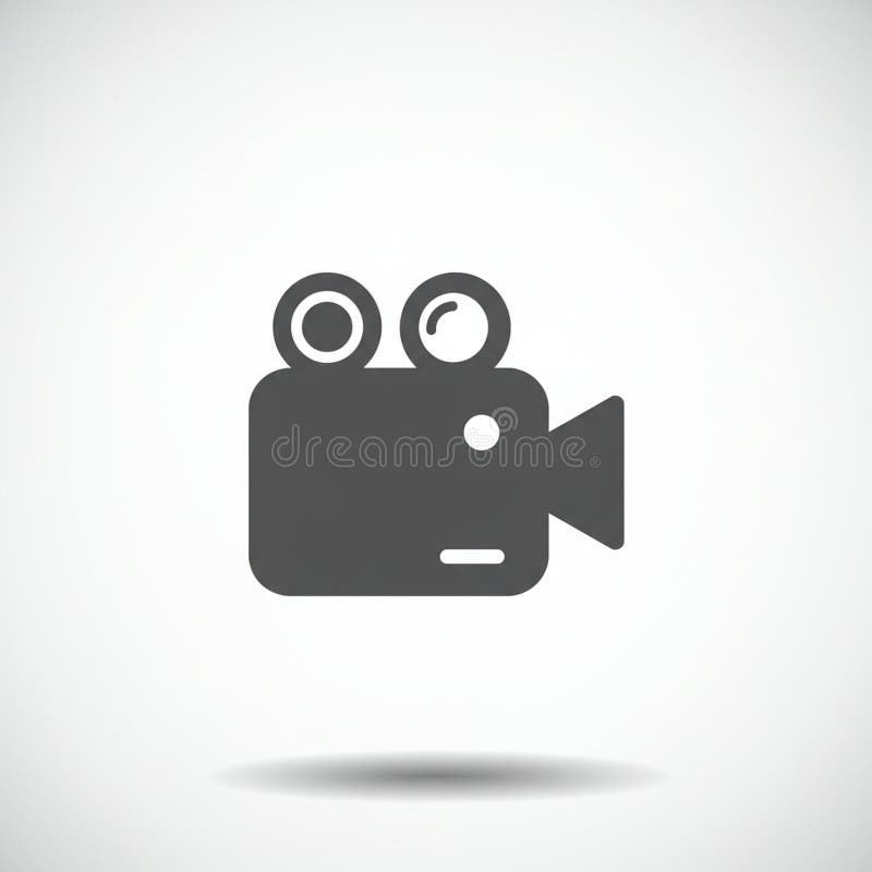 Black and White Icon of an Old-fashioned Film Camera. Features Round ...