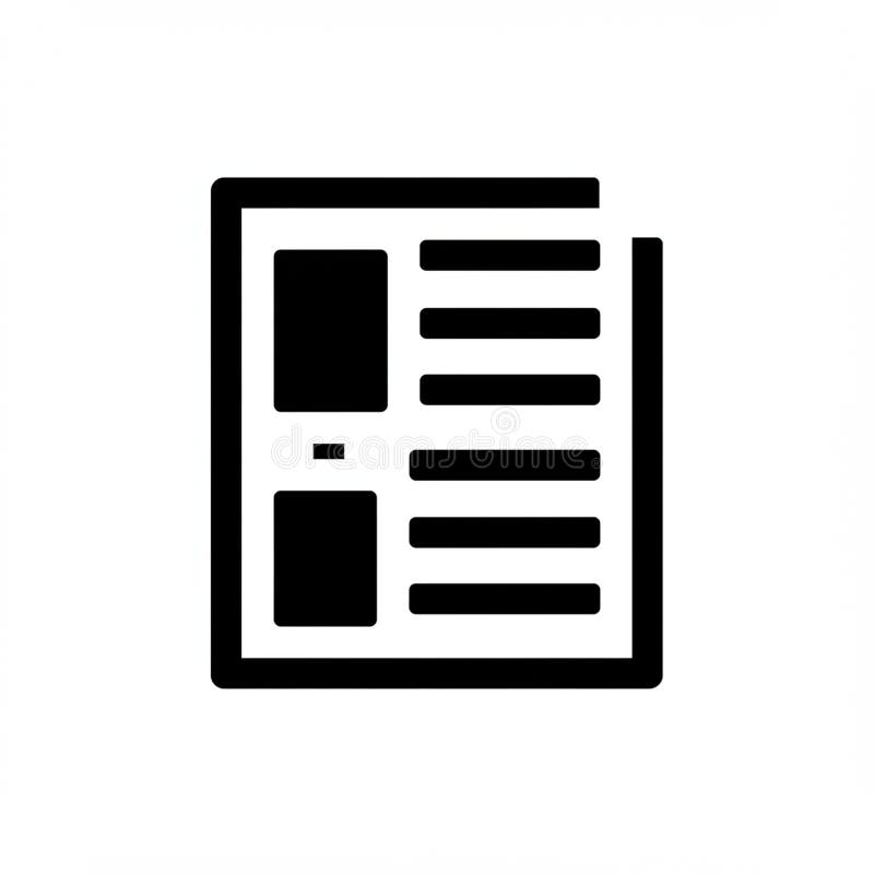 Black and White Icon Representing a Document Layout Stock Illustration ...