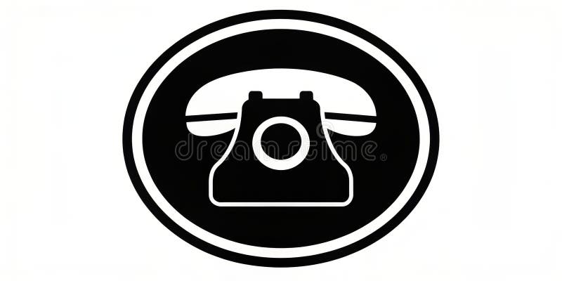 Black and White Icon of a Rotary Phone in a Circle, Phone , Icon ...