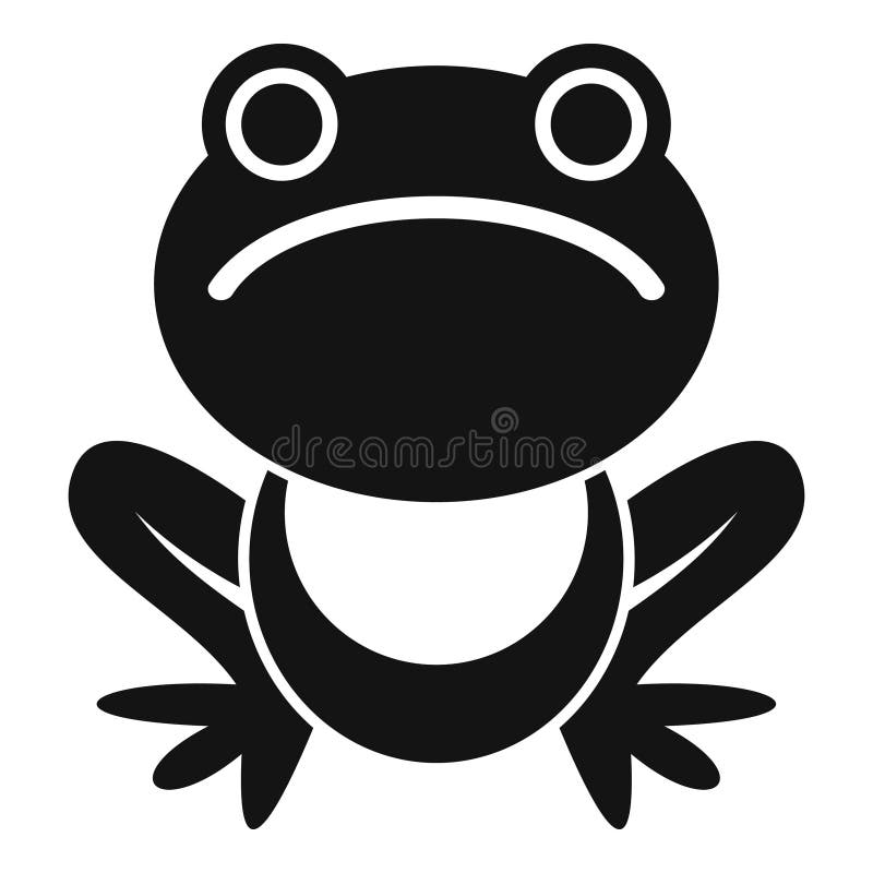 Black and White Icon of a Sad Frog Sitting Stock Illustration ...