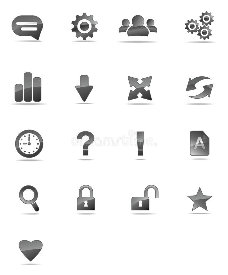 Black and white icon set stock vector. Illustration of cell - 19201632