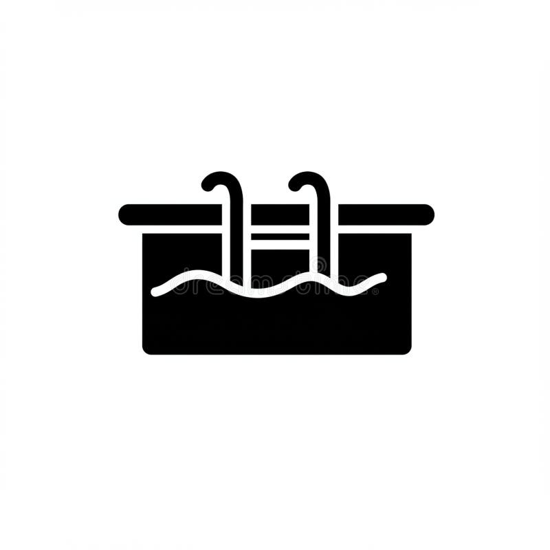 Black and White Icon of a Swimming Pool Stock Illustration ...