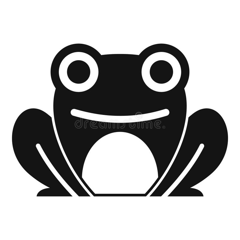 Black and White Toad Smiling Sitting Down Icon Stock Vector ...