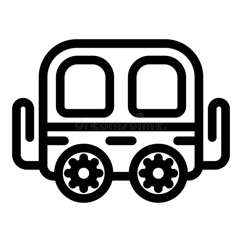 Black and White Icon of a Train with Square Windows and Round Wheels ...