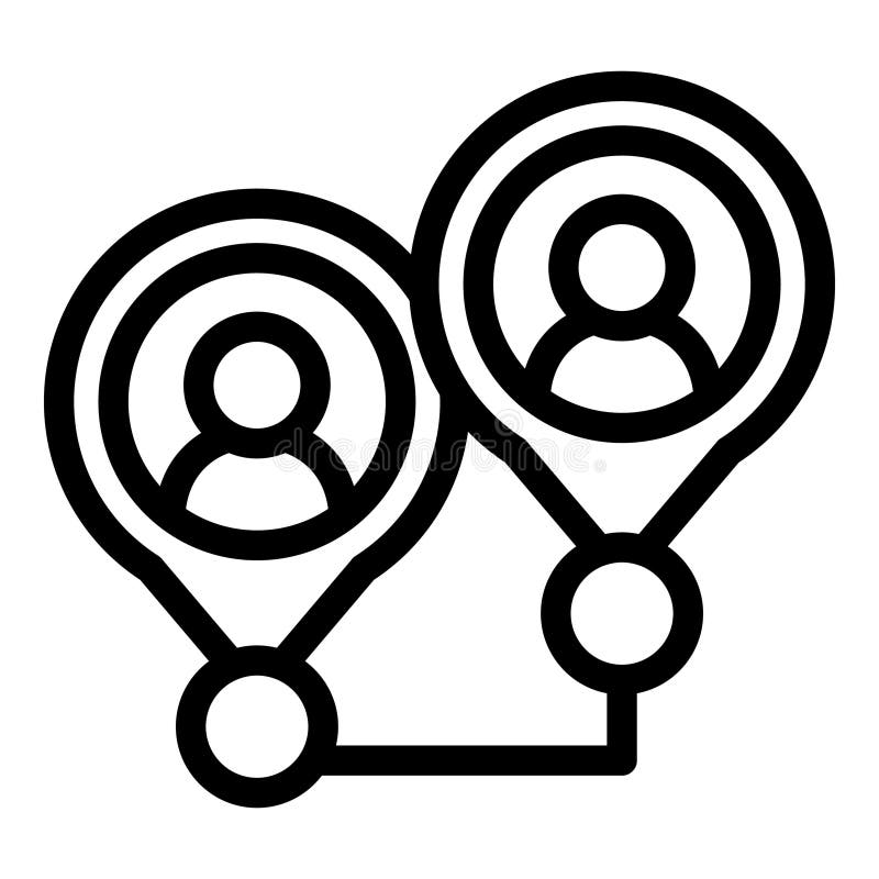 Black and White Icon of Two Interconnected User Location Pins ...