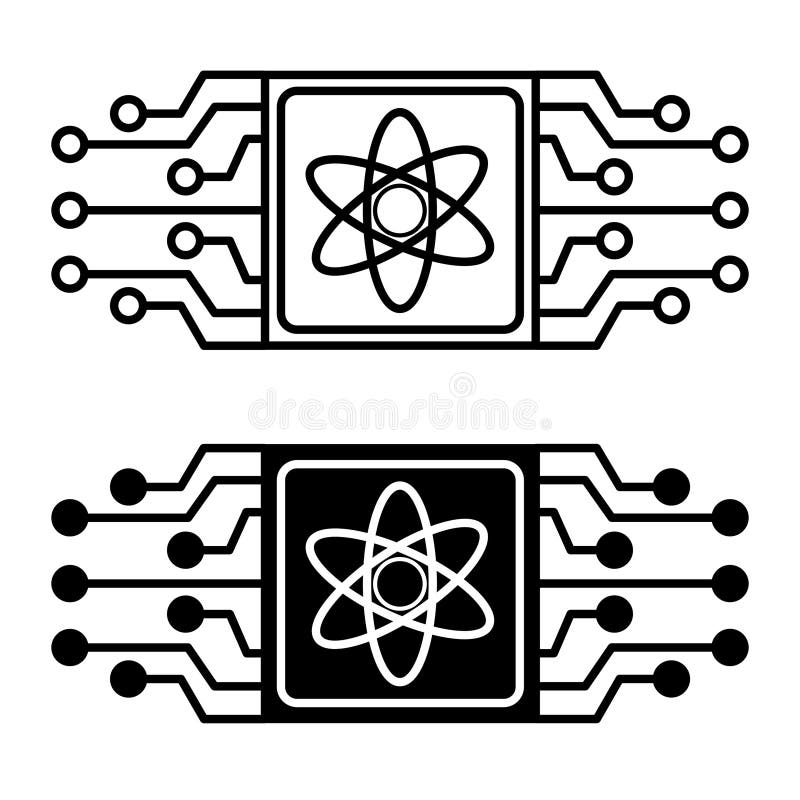 Quantum Computing Icons. stock vector. Illustration of technology ...