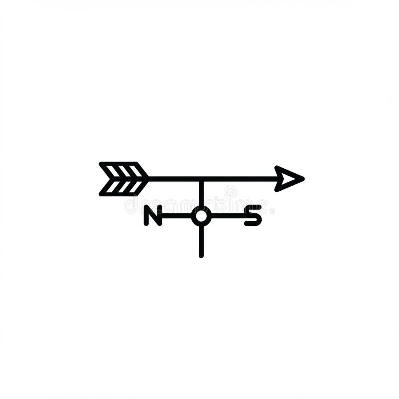 Black and White Icon of a Weather Vane Design. the Arrow Features a ...