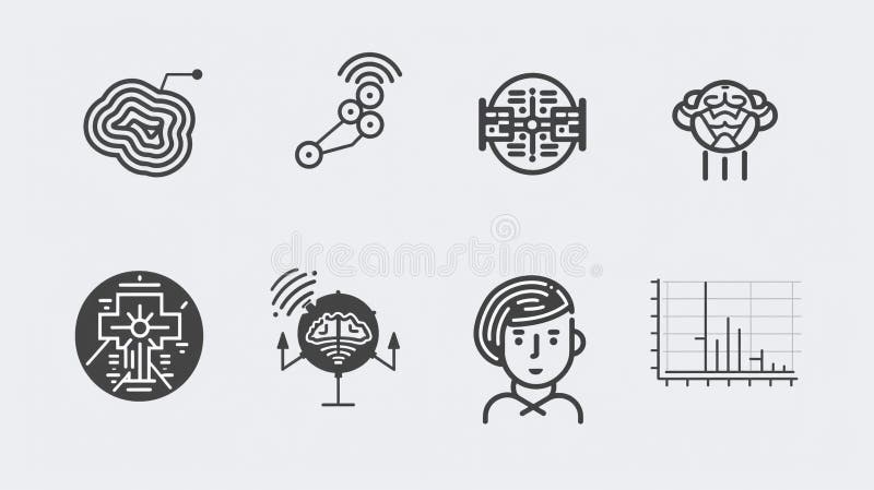 Black and White Icons: Diverse Brain Types, AI Generated Stock ...