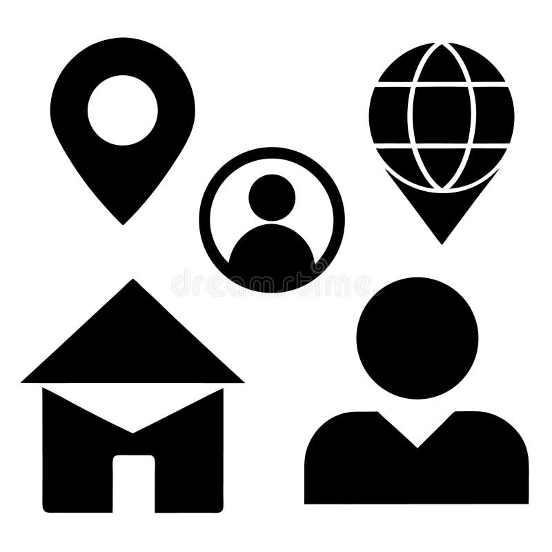 Black and White Icons Representing Location Communication and User ...