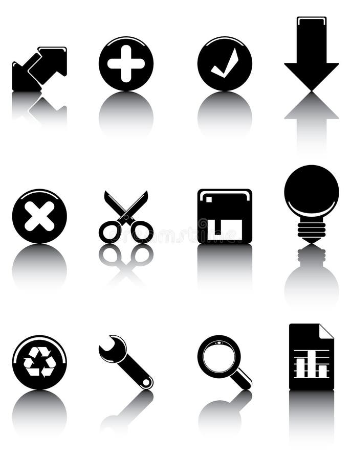 Black And White Icons Set 2 Stock Vector - Illustration of disk, check ...