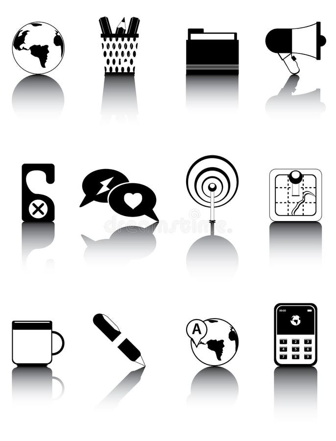 Black and White Icons Set 4 Stock Vector - Illustration of file ...