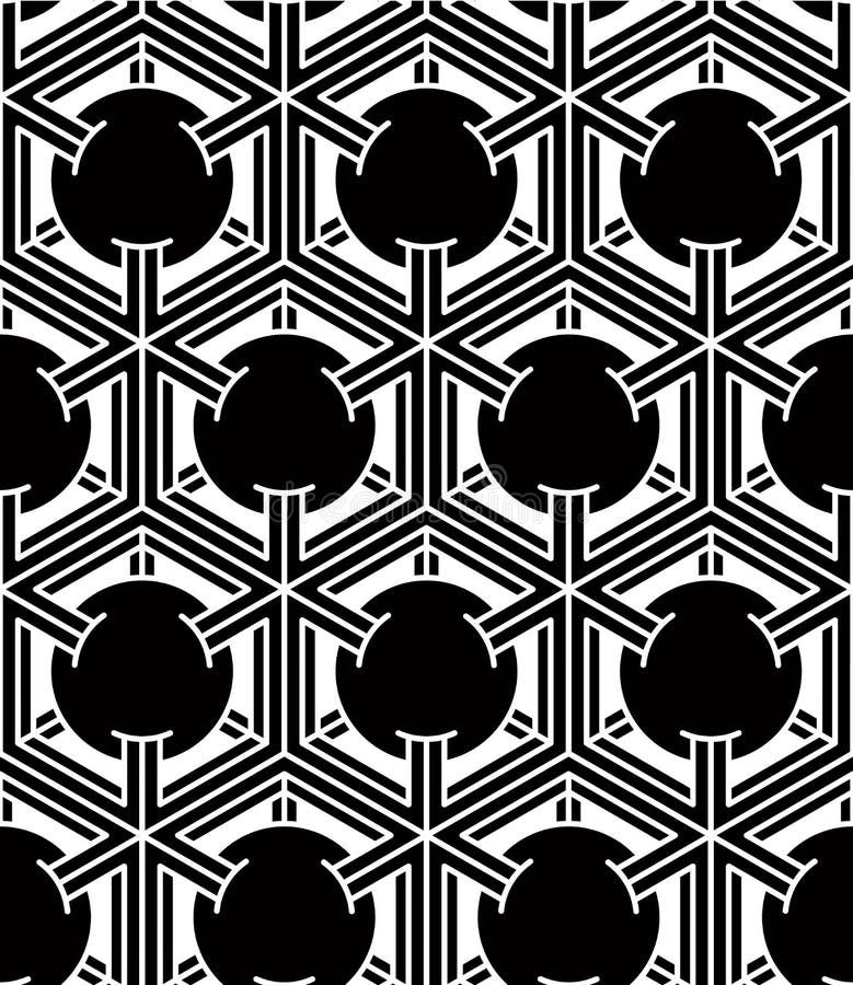 Black and White Illusive Abstract Geometric Seamless 3d Pattern. Stock ...