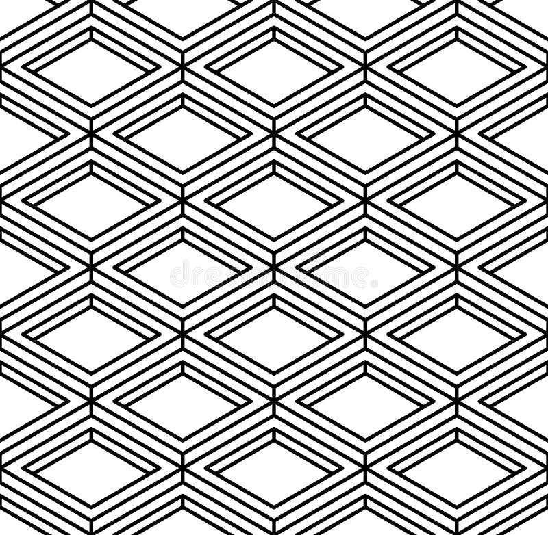 Black and White Illusive Abstract Geometric Seamless 3d Pattern. Stock ...