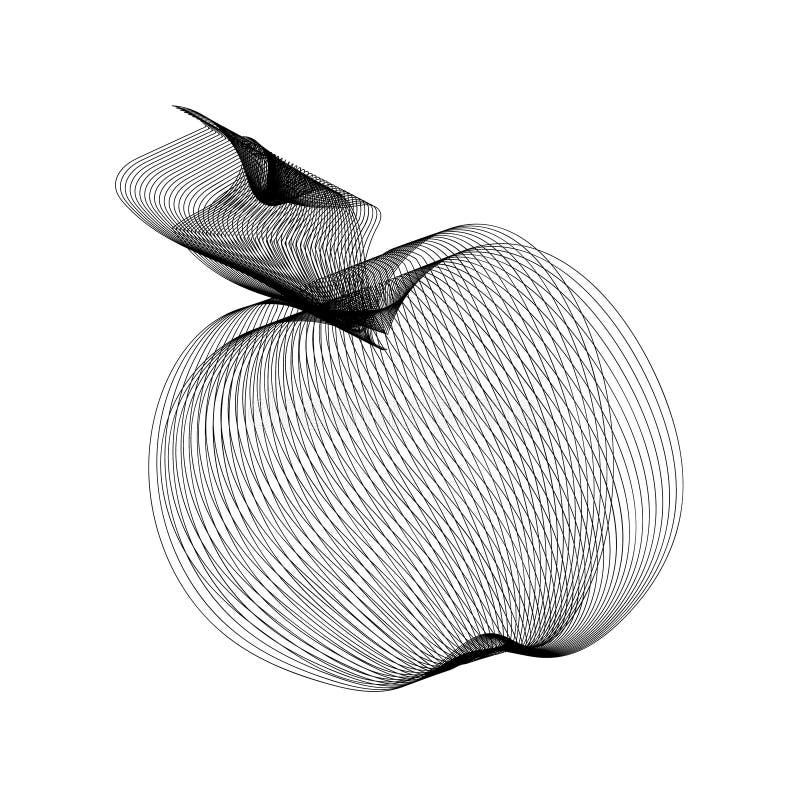 Black and White Illustration of an Apple. Apple from Lines. Blend Lines ...