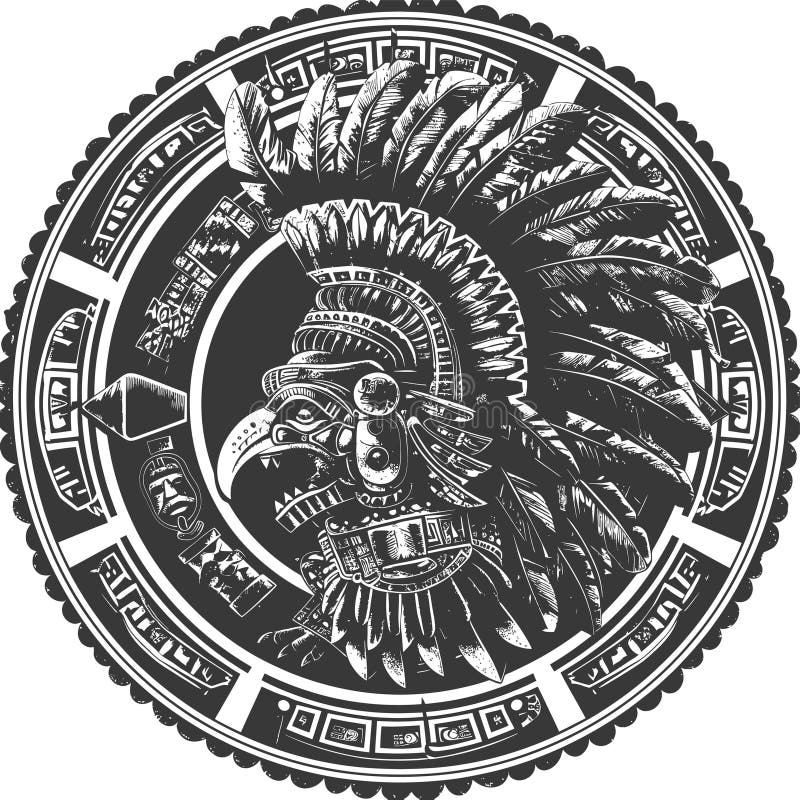 Majestic Eagle Warrior in Aztec Headdress: Ancient Mesoamerican Art ...