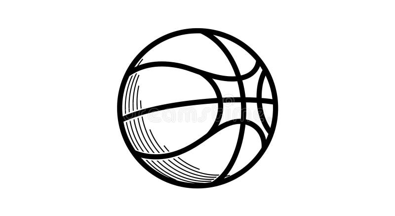 Black and White Illustration of a Basketball. the Design Features Thick ...