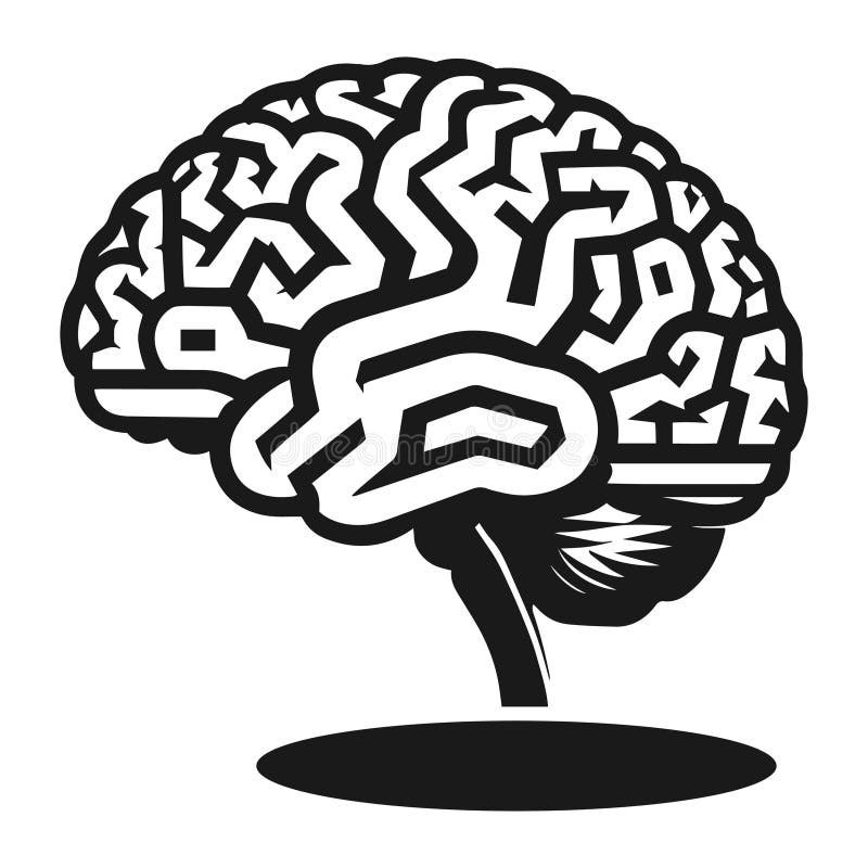 Human Brain Vector Hand Drawn Anatomy Illustration Silhouette. Stock ...