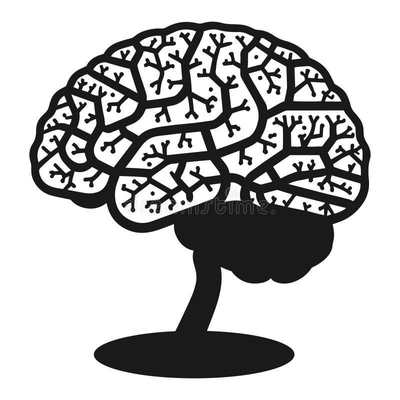 Human Brain Vector Hand Drawn Anatomy Illustration Silhouette. Stock ...