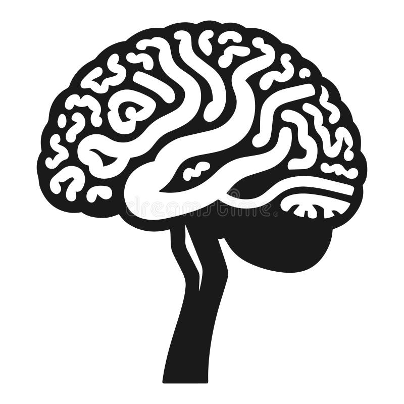 Human Brain Vector Hand Drawn Anatomy Illustration Silhouette. Stock ...