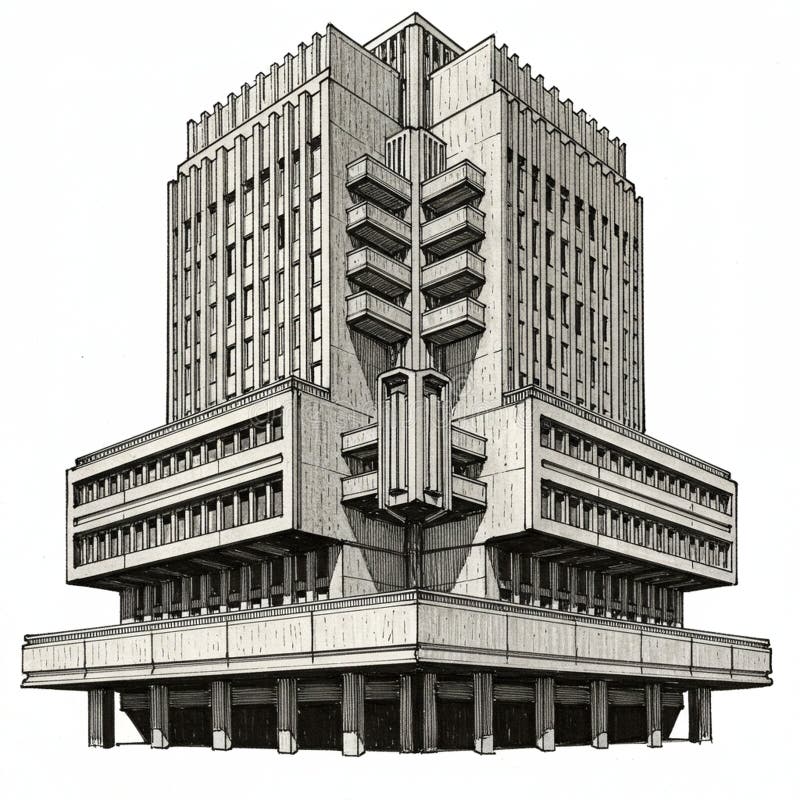 Brutalist Building Structure Stock Illustrations – 864 Brutalist ...