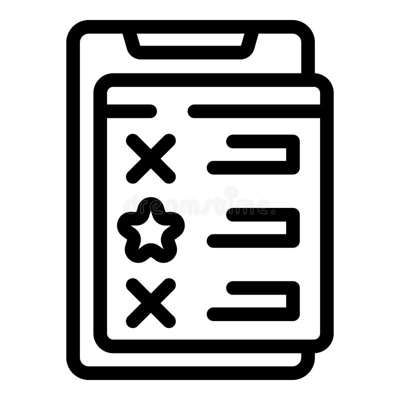 Black and White Illustration of a Checklist with Stars and Crosses ...
