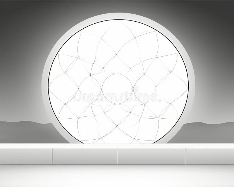 A Black and White Illustration of a Circular Window Stock Illustration ...