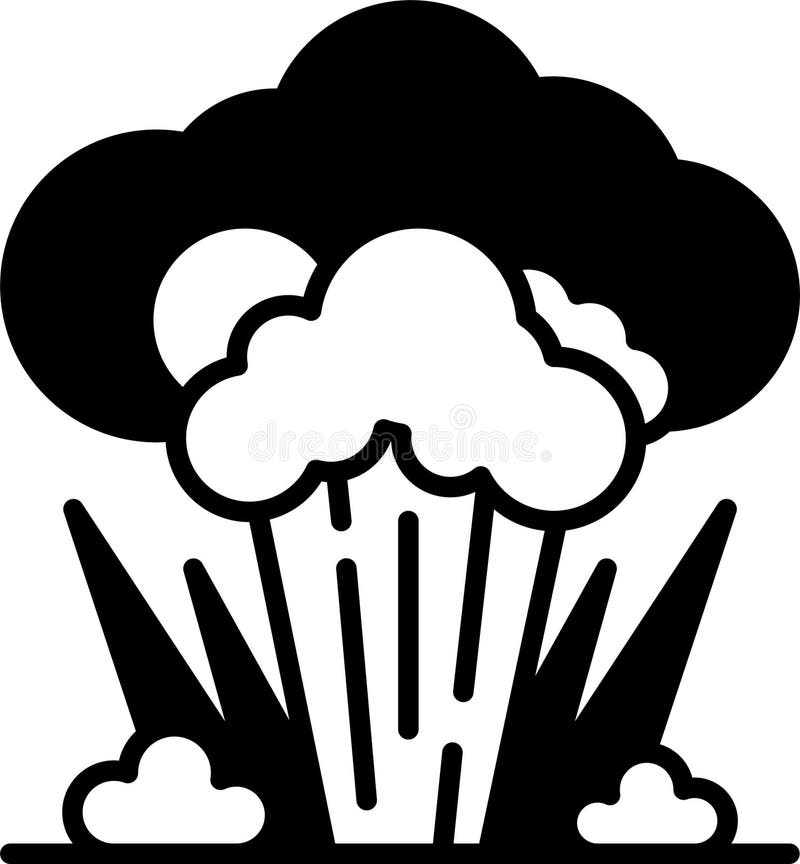 A Black and White Illustration of a Cloud of Smoke with a Black Stock ...