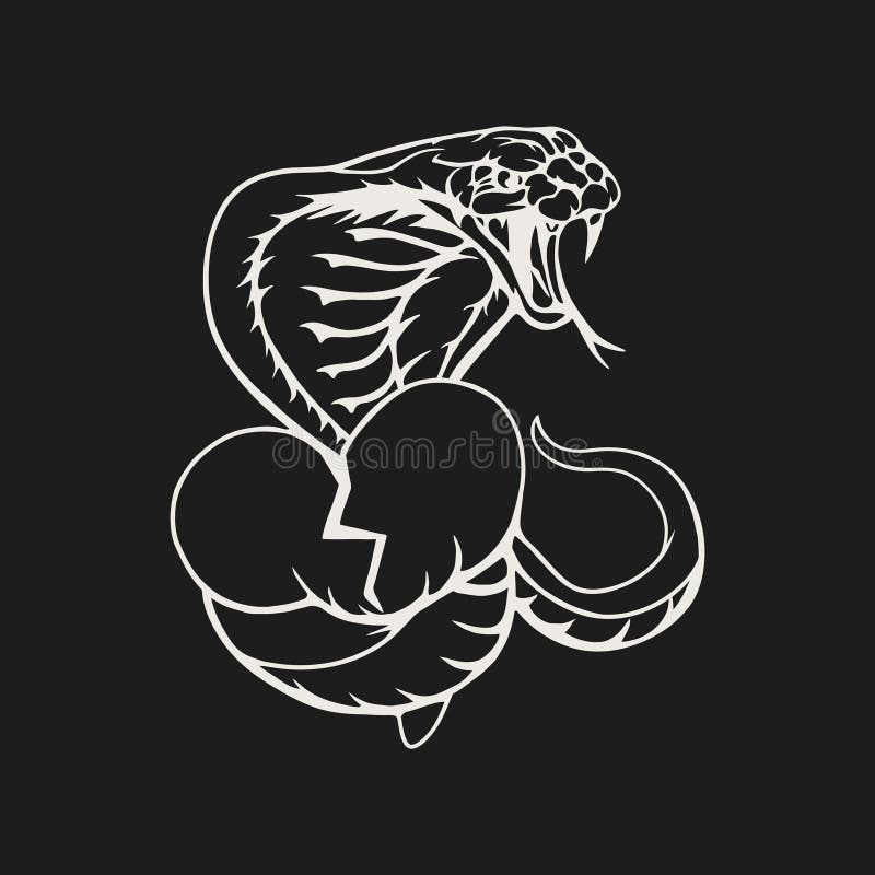 A Black and White Illustration of a Cobra Snake Coiling Around a Broken ...