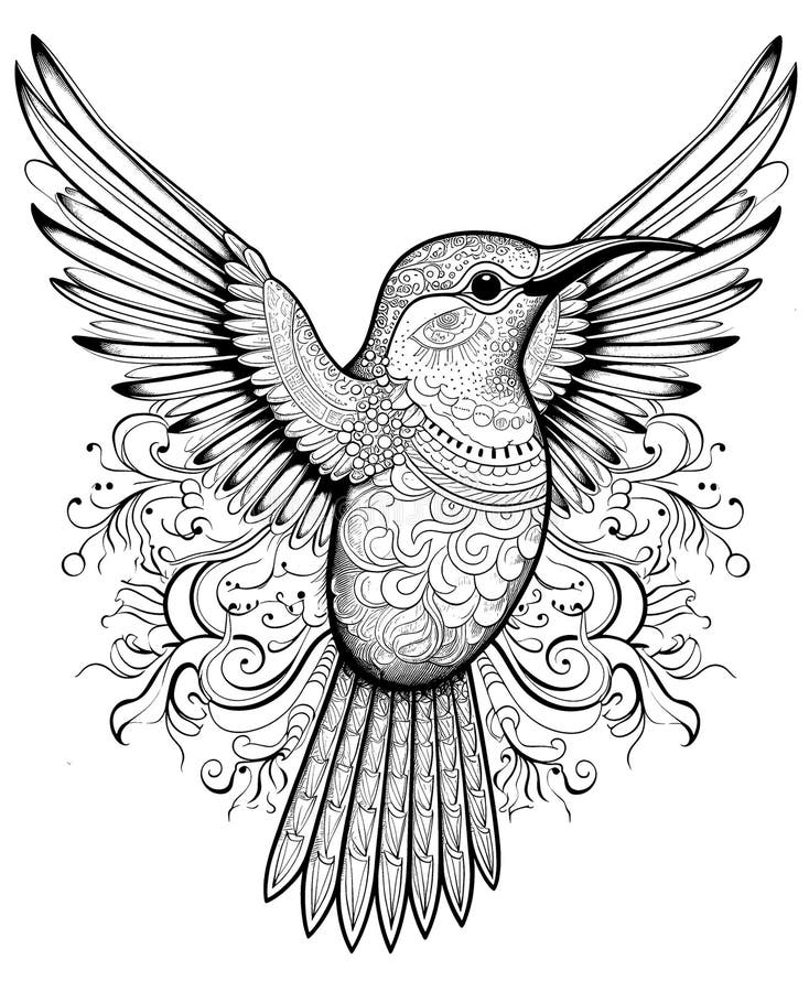 Black and White Illustration for Coloring Birds, Calibri. Stock Image ...