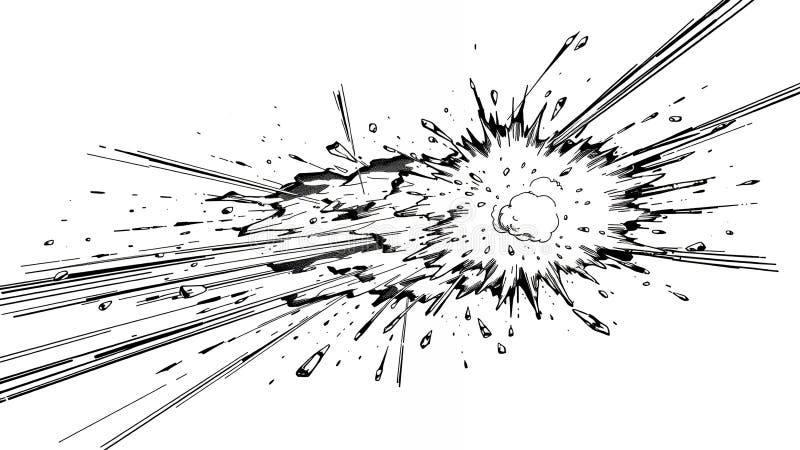 Black and White Illustration of a Comic Book Explosion Stock ...