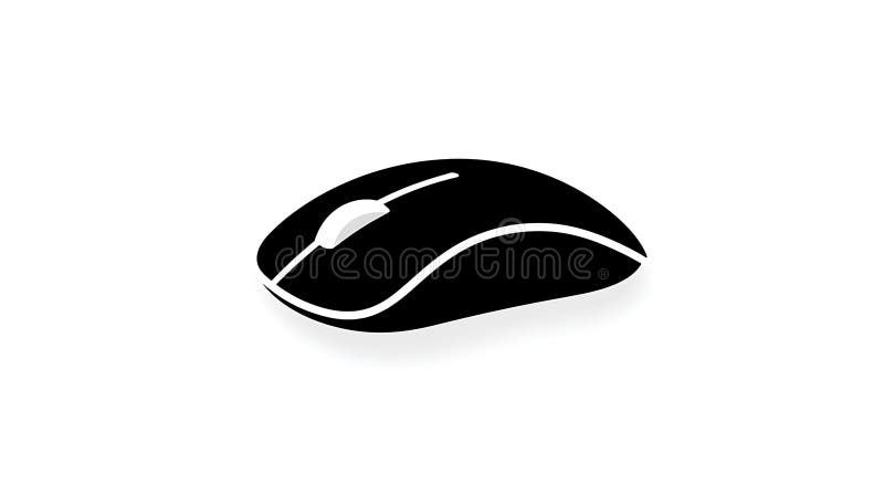 A Black and White Illustration of a Computer Mouse, Featuring a Sleek ...