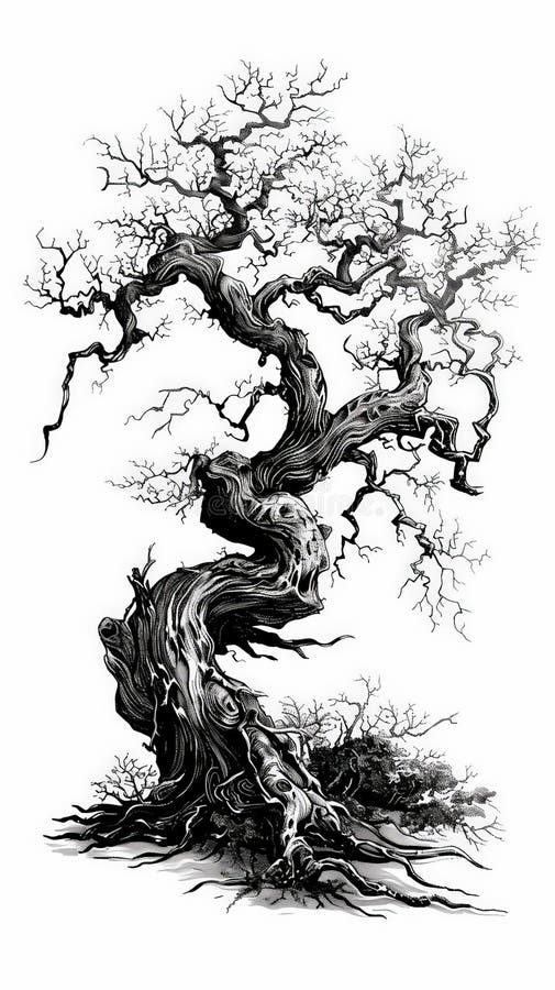 Twisted Wood Line Drawing Stock Illustrations – 68 Twisted Wood Line ...