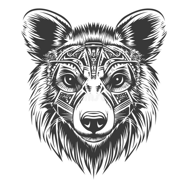 Black and White Illustration of a Dog S Head with Intricate Patterns ...