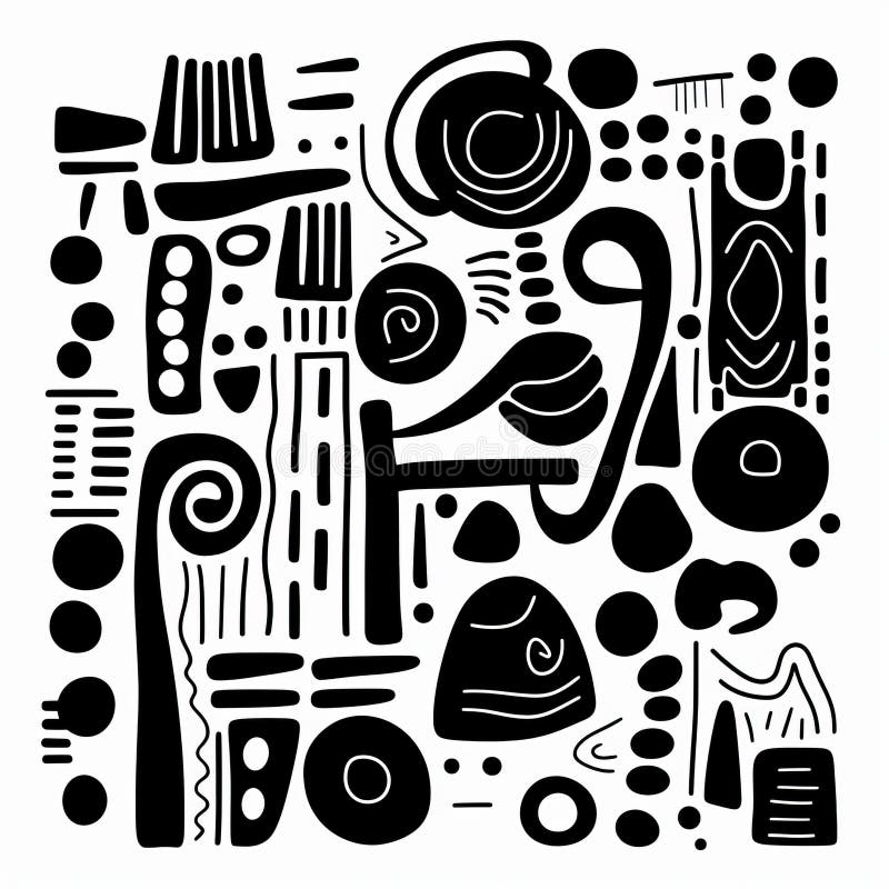 Organic Forms and African Patterns: Primitive Black Lines Abstract ...
