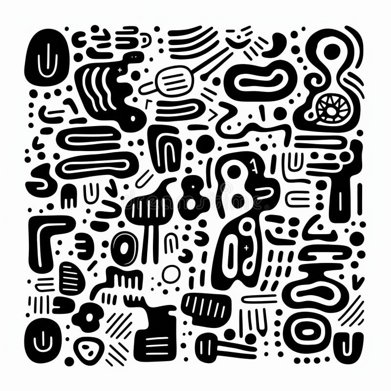 Whimsical Abstract Vector Artworks with Hand Drawn Elements Stock ...